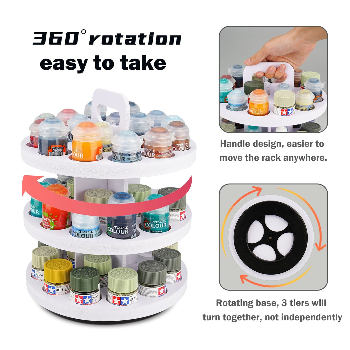 3-Tier Spinning Paint Organizer Rack for Citadel Paints Bottles – Sanfurney
